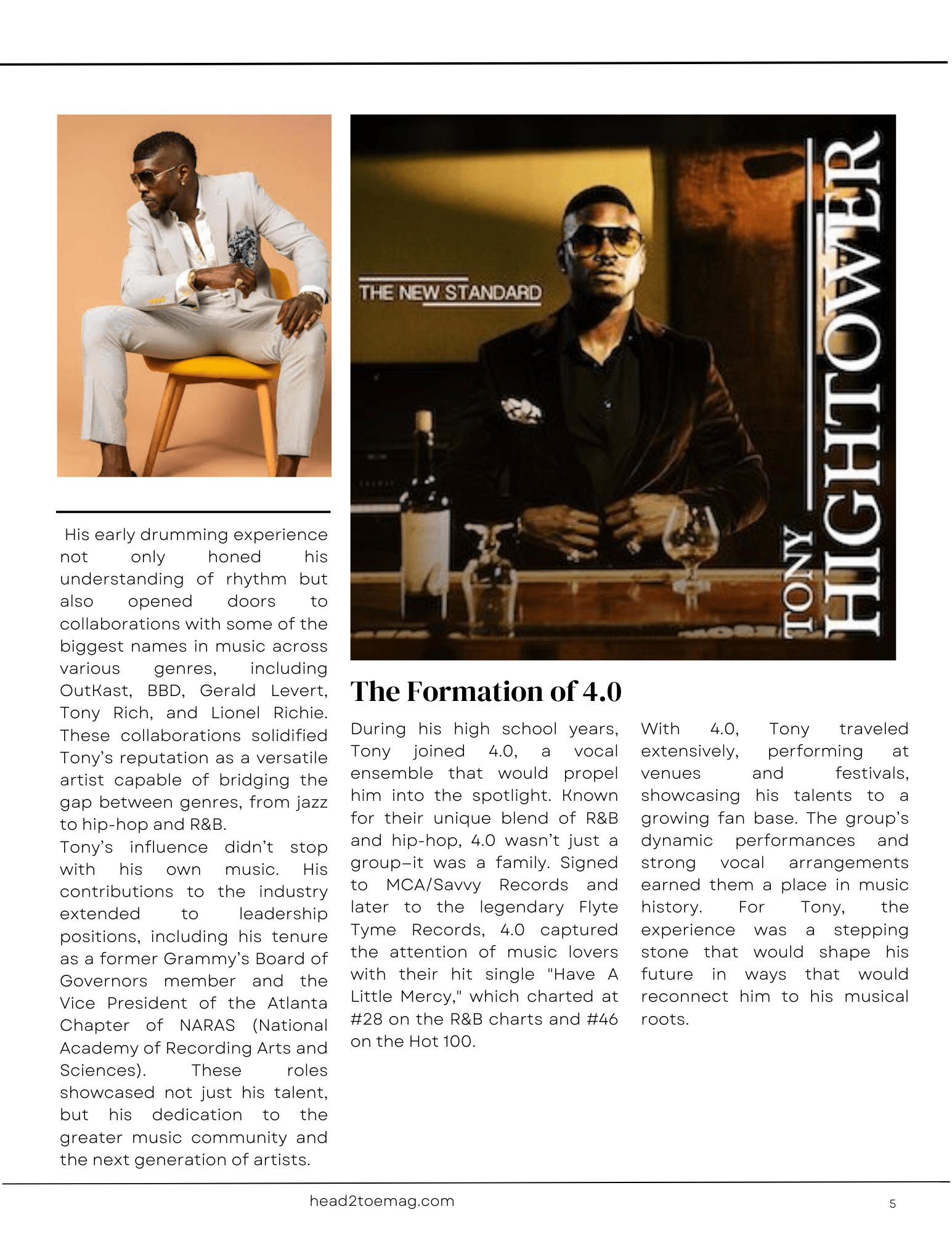 January 2025 Cover Tony Hightower - Head2Toe Magazine & Entertainment
